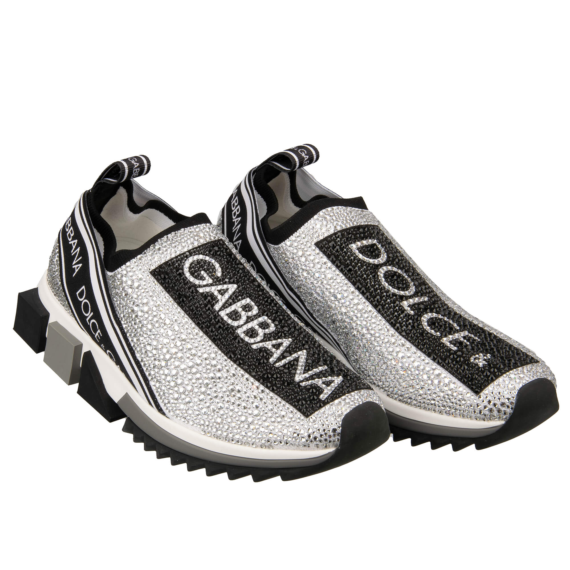 Unisex Crystal DG Logo Slip-On Sneaker SORRENTO White Black 42