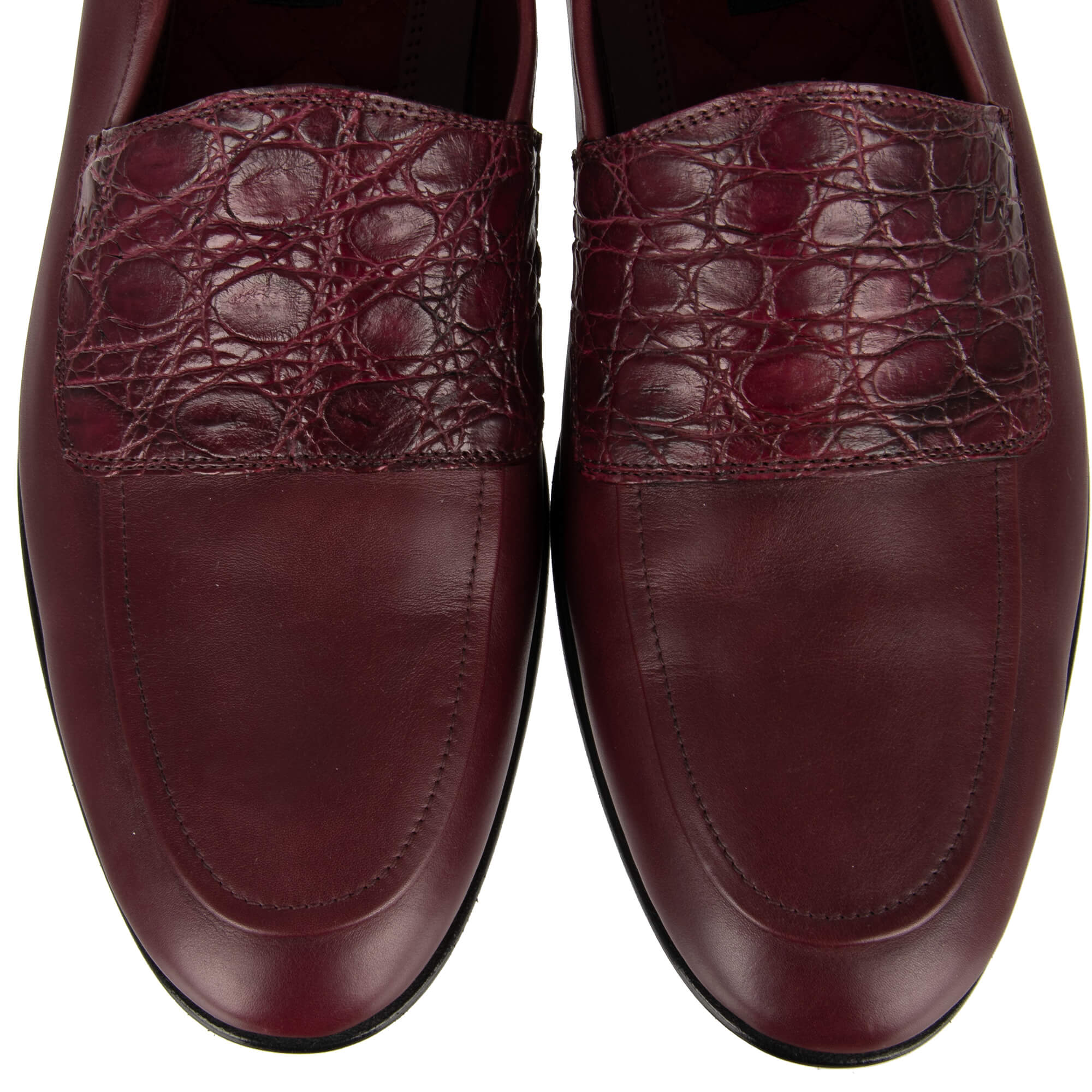 Caiman Leather Shoes Loafer Moccasins KING CITY Bordeaux 44 UK 10 US 11 ...